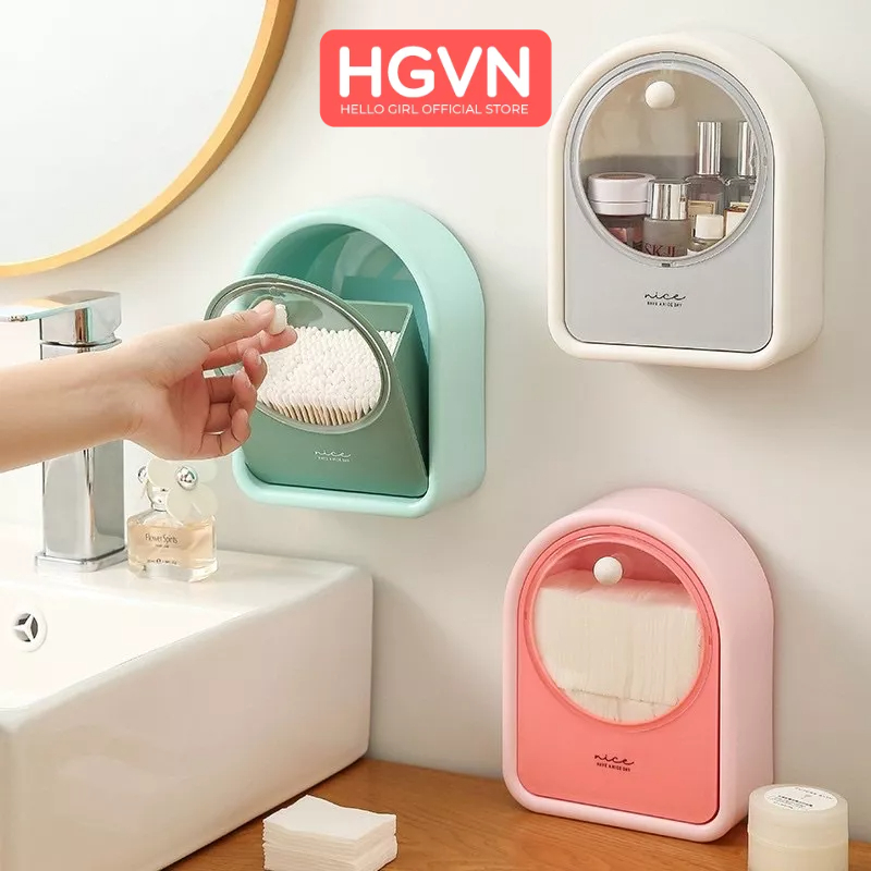 Hộp Đựng Bông Tẩy Trang Mỹ Phẩm Tăm Bông HGVN Treo Tường Để Bàn Thiết ...