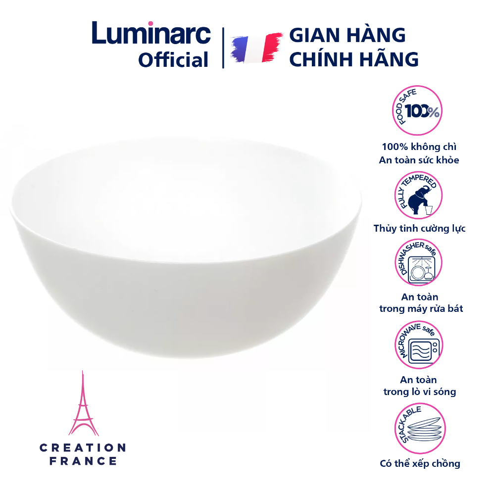 Bát tô thủy tinh Luminarc Diwali 21cm D7410, dùng lò vi sóng và máy rửa ...