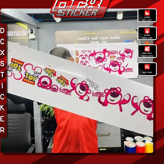 Set Tem Gấu Dâu Lotso Dán Xe , Phụ Kiện , Điện thoại , Laptop | Chống ...