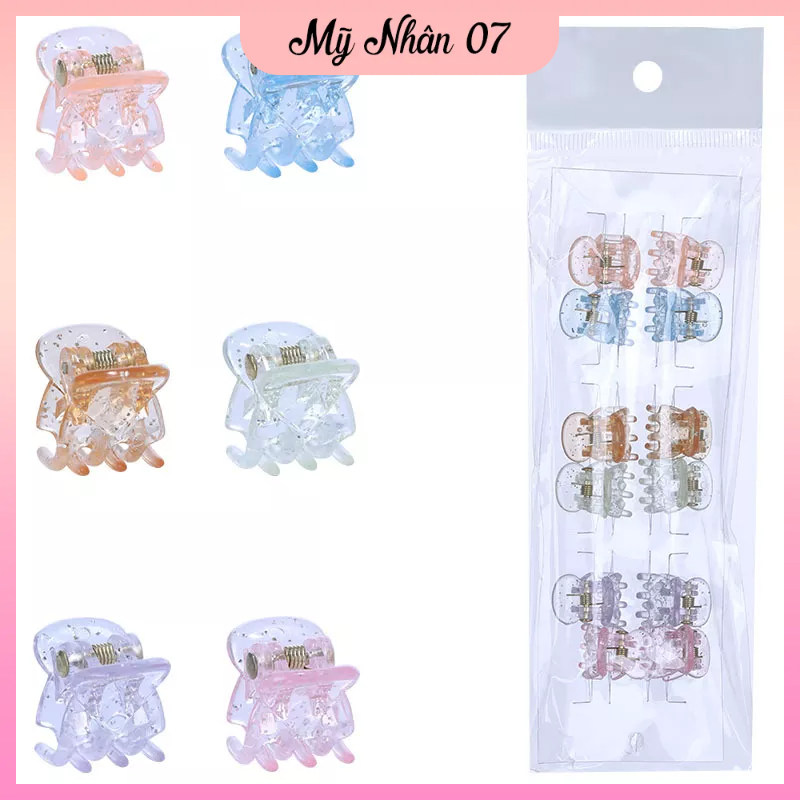 Set 12 kẹp tóc càng cua mini 6 răng nhựa trong dễ thương - Mỹ Nhân 07 ...