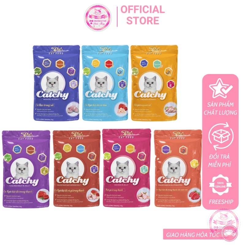 Pate Mèo 5Plus Catchy Gói 70g | Shopee Việt Nam