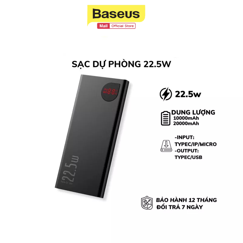 Pin Sạc Dự Phòng Baseus Adaman Metal Digital Display Quick Charge 22,5w 20000mah/10000mah ...