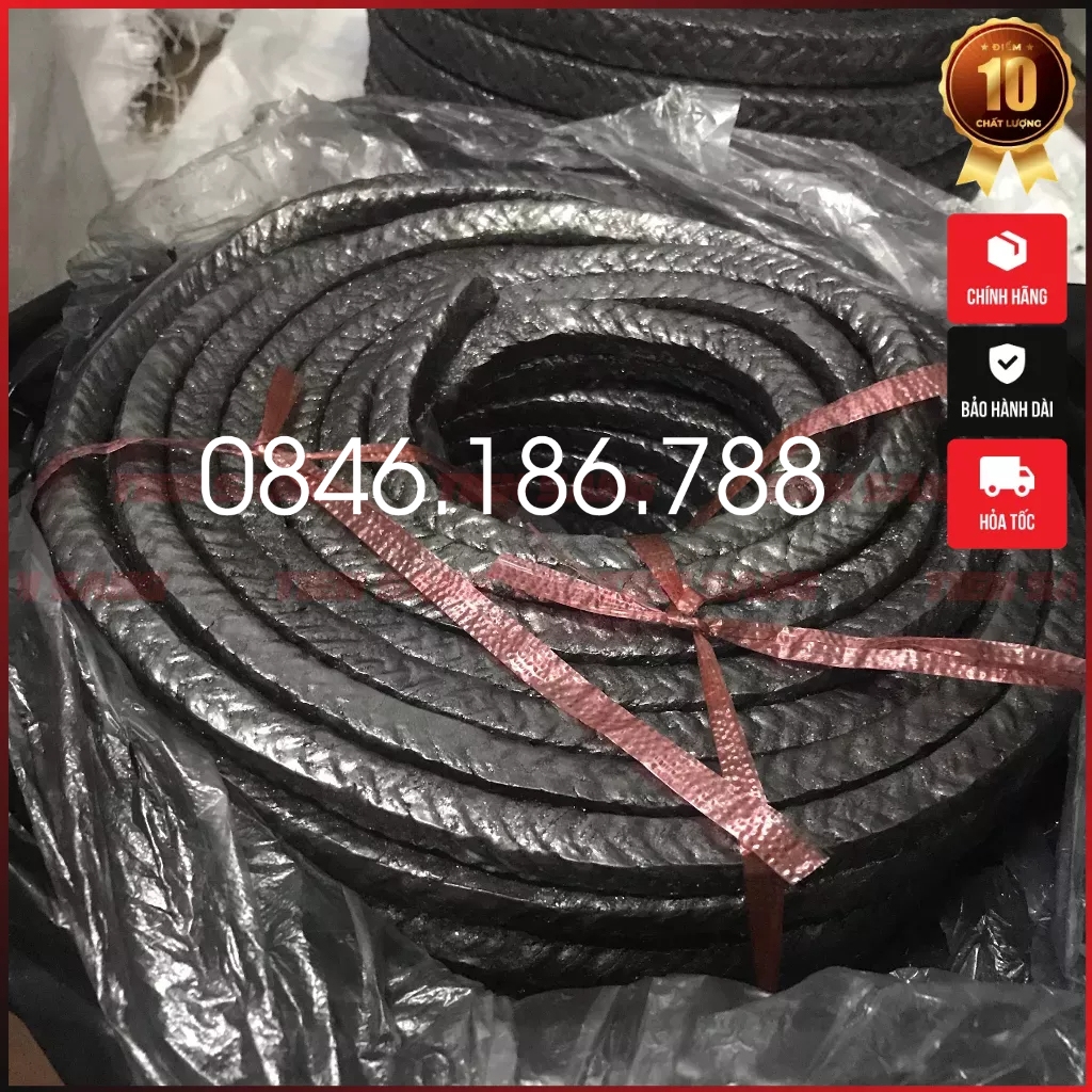 Dây amiang tẩm chì , sợi amiang tẩm chì dùng trong môi trường hóa chất ...