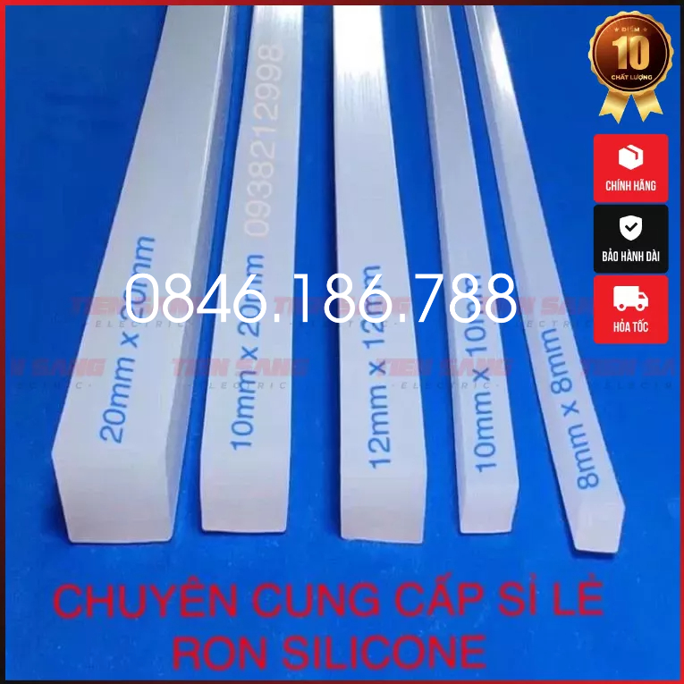 Ron silicone chịu nhiệt 10~30mm x1m,gioăng vuông đặc dùng để làm kín tủ ...