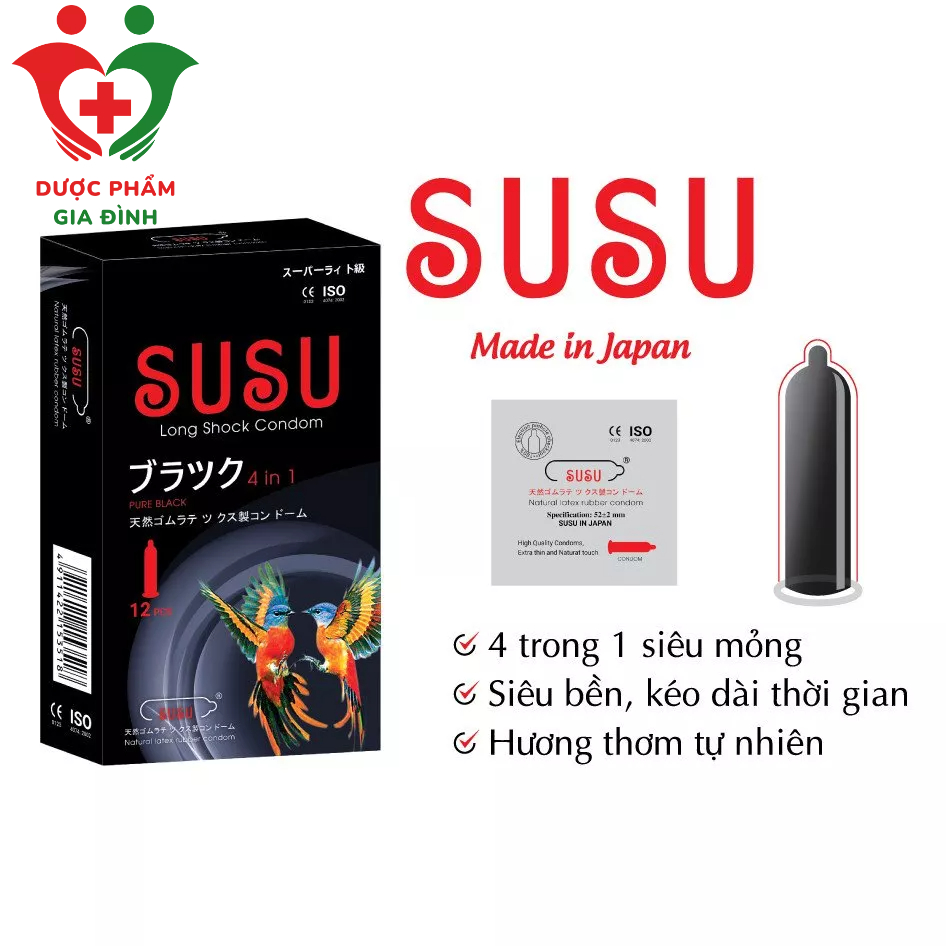 Bao Cao Su Susu xuất xứ Nhật Bản 4in1 siêu mỏng, siêu bền, giúp kéo dài ...