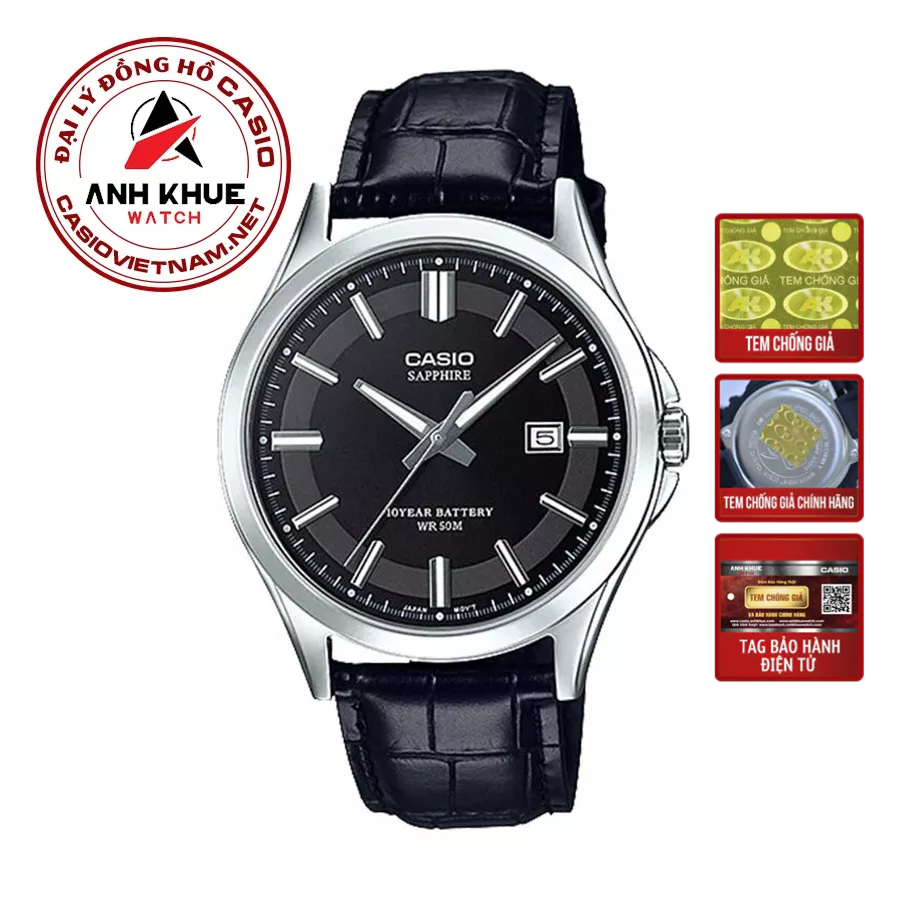 Đồng Hồ Casio Nam MTS-100L-1AVDF Dây Da Màu Đen - Kính Saphia - Pin 10 ...