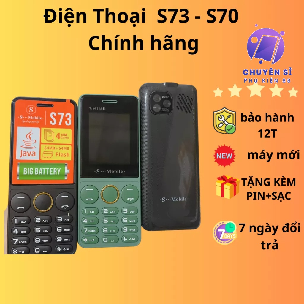 Điện Thoại 4 Sim S73, S70 Pin Khủng Loa To Giá Rẻ - Bảo Hành 12 Tháng ...