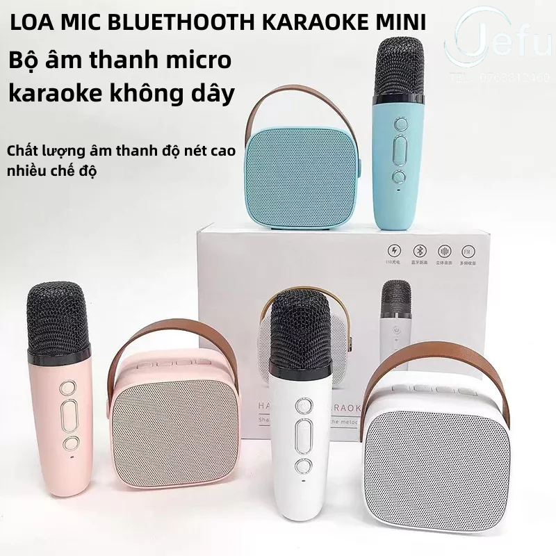 Loa Bluetooth mini dễ thương hát karaoke kèm mic không dây âm thanh ...