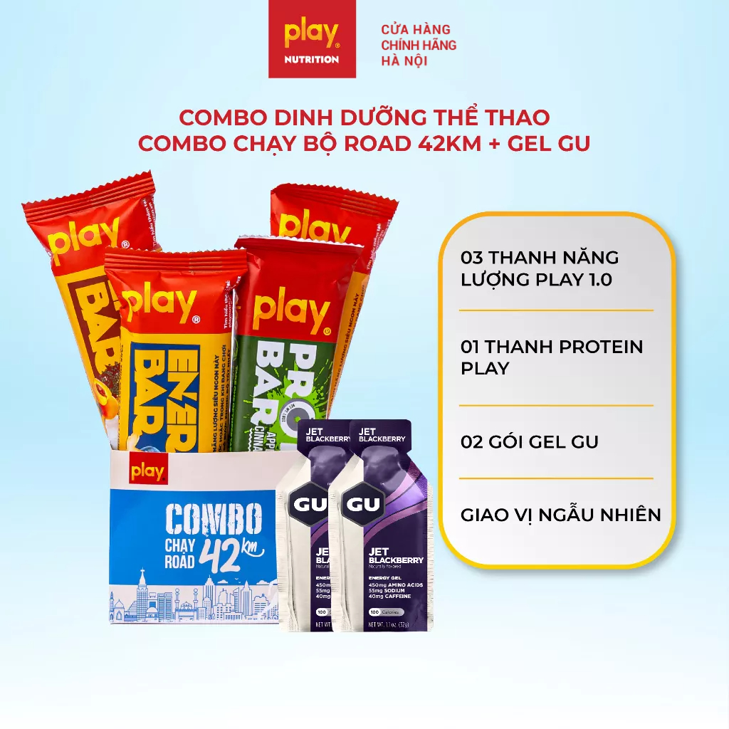 Combo dinh dưỡng thể thao - Thanh năng lượng PLAY, thanh protein PLAY ...