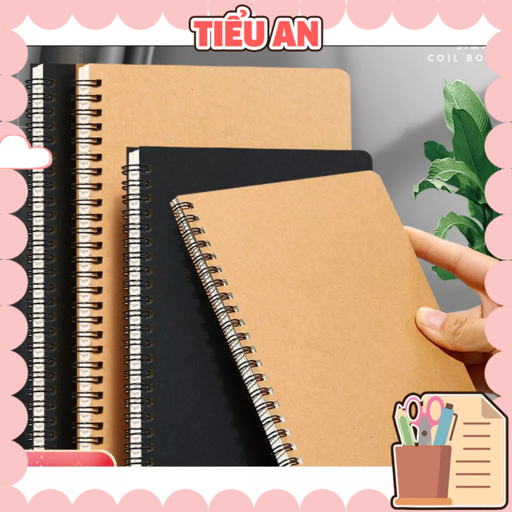Sổ Tay Lò Xo A5/B5 Màu Nâu & Đen Sang Trọng (60 tờ - 120 Trang ...