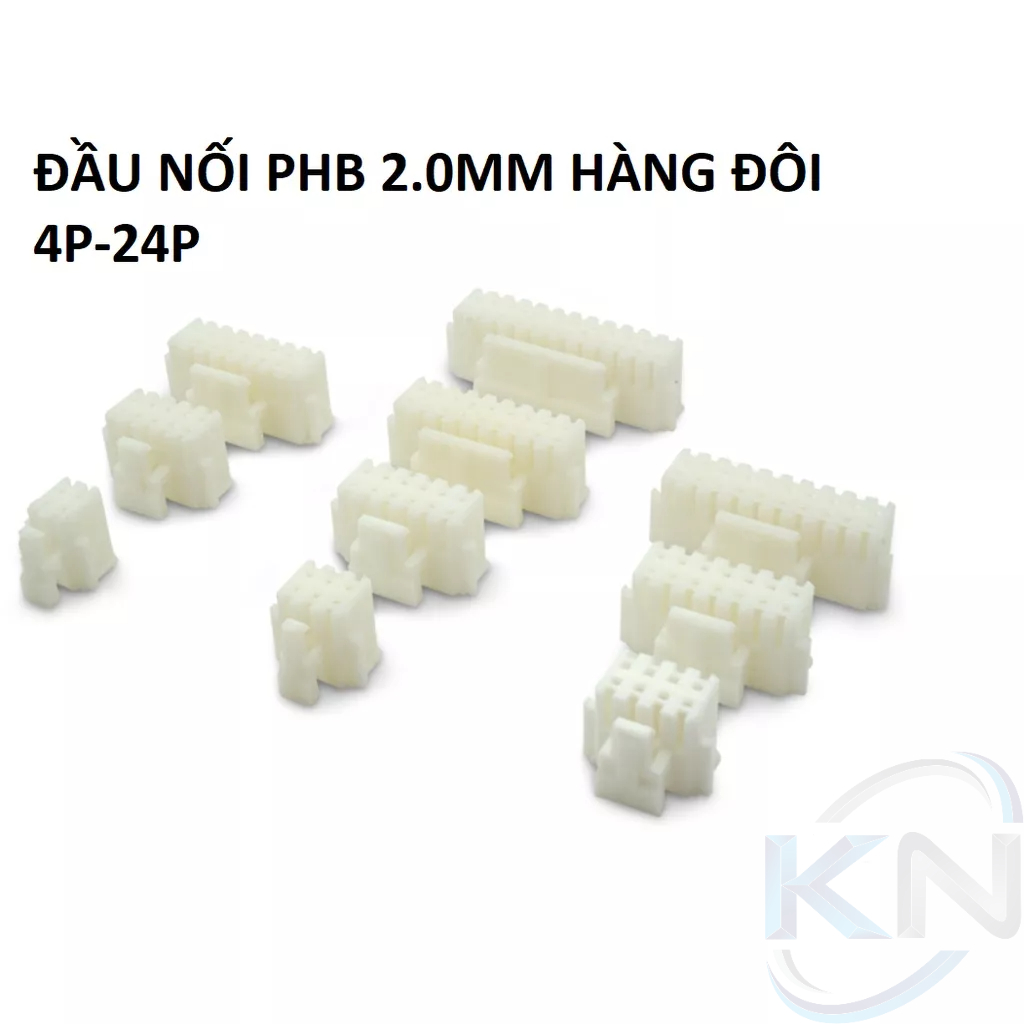 KO DÂY -Đầu nối PHB đực cái (2.0mm - K/cách tâm 2 cos) (kèm cos) (4P, 6P, 8P, 10P, 12P, 14P, 16P ...