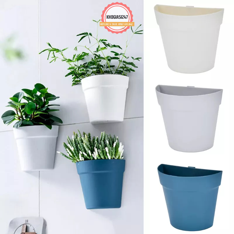 Chậu Trồng Cây Treo Tường, Chậu Nhựa Ốp Tường Hình Bán Tròn Sáng Tạo ...