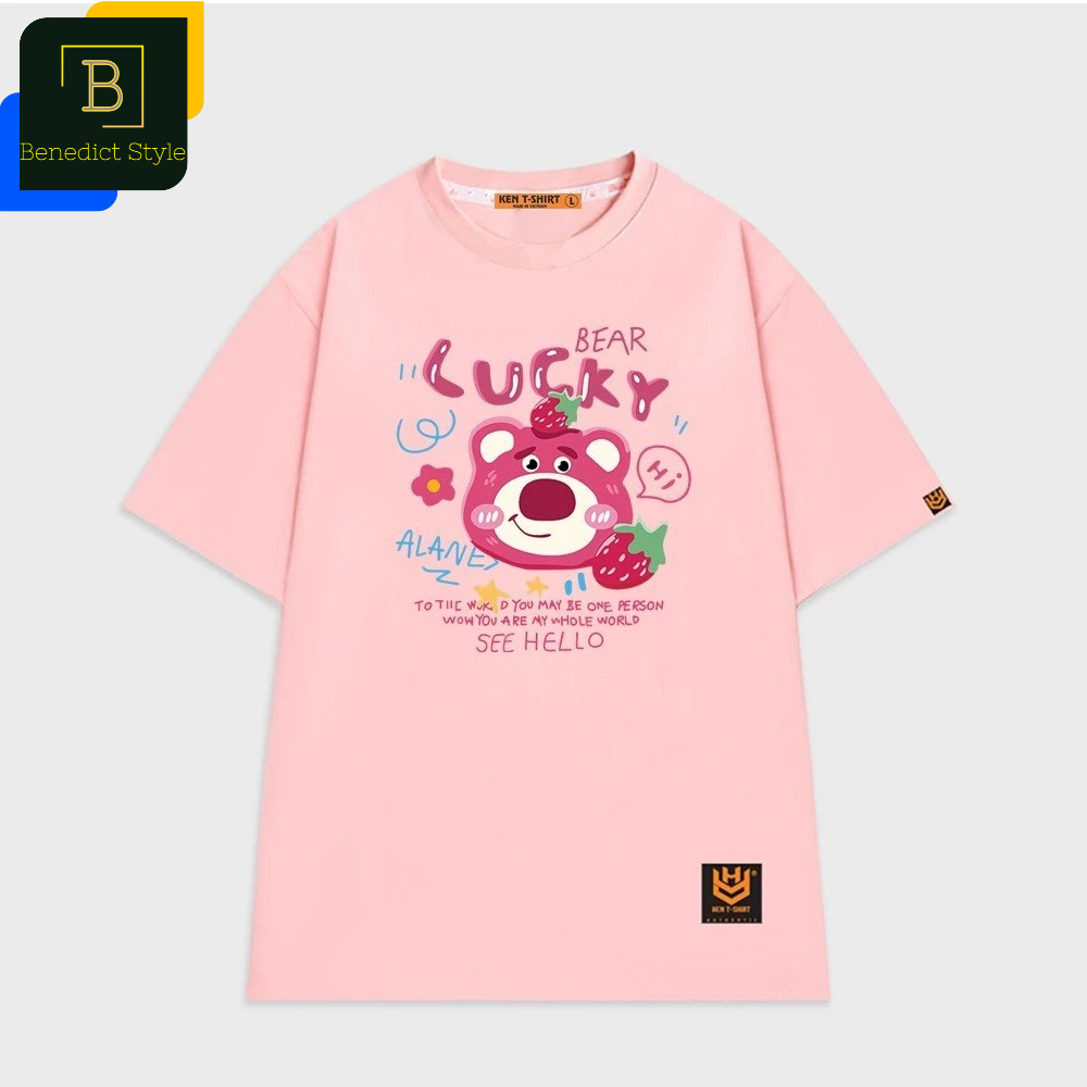 Áo thun unisex gấu dâu Lotso Lucky See Hello vui vẻ | Shopee Việt Nam
