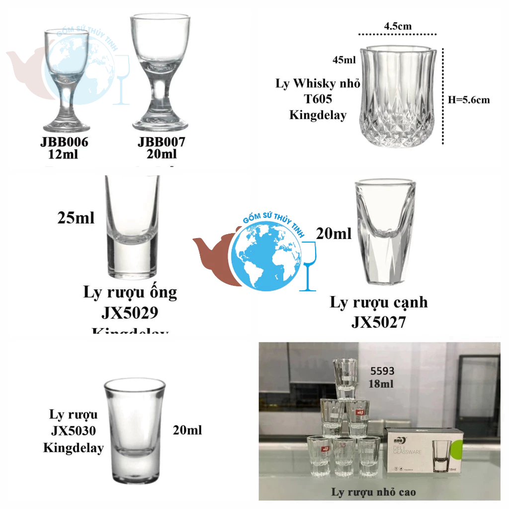 Ly rượu shot nhiều kiểu / ly uống rượu nhỏ cao cấp / ly thủy tinh uống ...