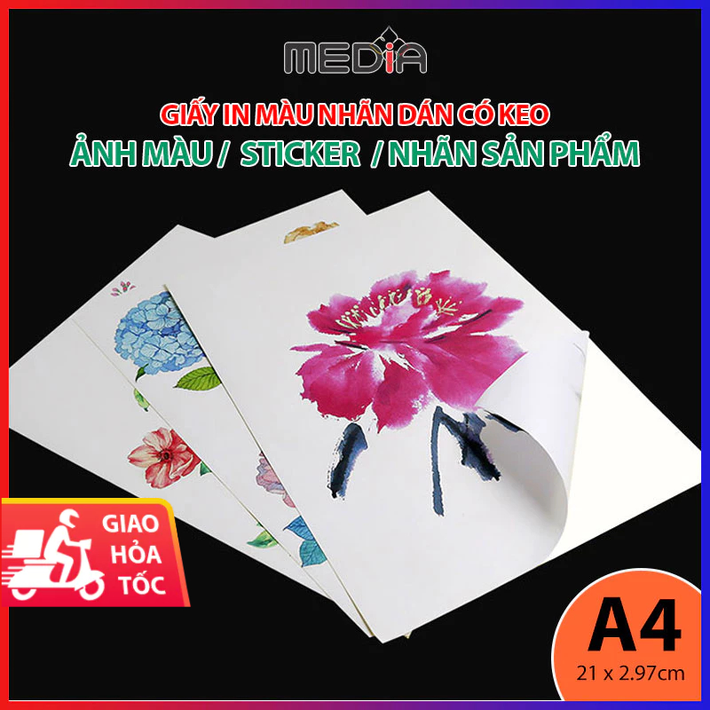 Giấy In Decal Ảnh Màu Media A4 Bóng 135gsm 1 Mặt In Khổ 21x30cm (A4) 20 ...