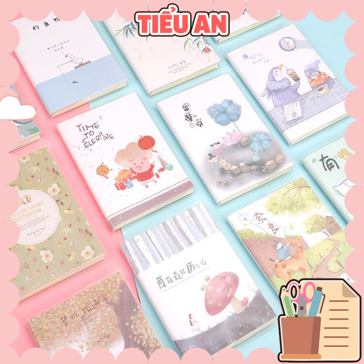 Sổ Tay/ Sổ Note mini kèm bìa - Cỡ A6 - giấy sọc ngang (64 tờ - 128 ...