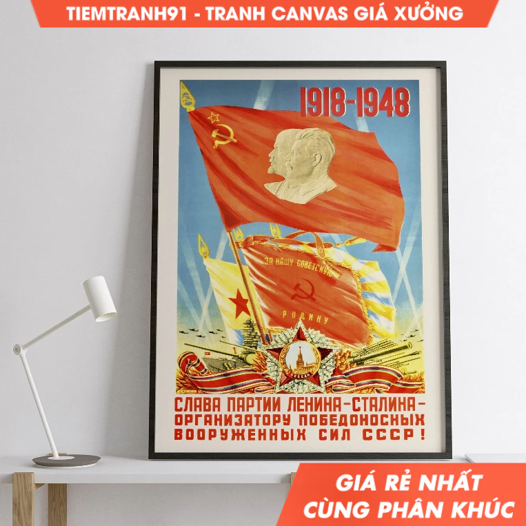 Tranh treo tường, USSR Vintage Propaganda Poster Lenin Stalin 1948 USSR ...