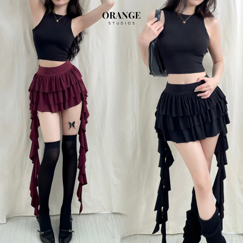 ( ORANGE STUDIOS ) HÌNH THẬT - Sẵn Hỏa Tốc - Carnelian Skirt - Chân Váy Thiết Kế 2 Tầng Tua Rua ...