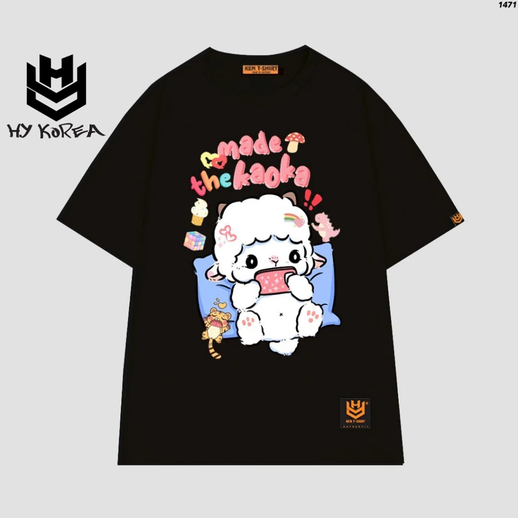 Áo phông tay lỡ HY KOREA Cừu Kaoka 1471 form rộng unisex | Shopee Việt Nam