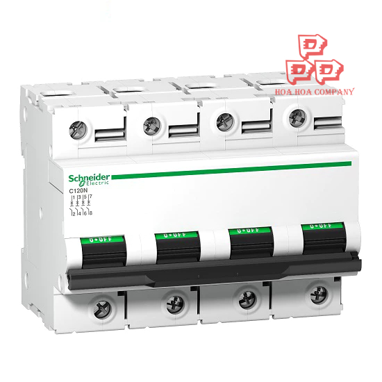 Cầu dao tự động ACTI9-MCB C120N, 4P, 80A~125A, 10kA, 400V, curve C, Schneider Electric (A9N ...