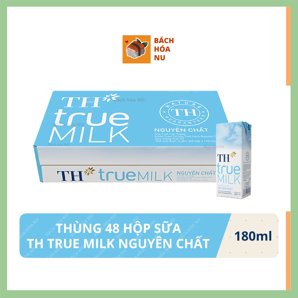 [Hỏa tốc] Thùng 48 hộp Sữa Tươi Tiệt Trùng Nguyên chất TH true MILK 180 ml | Shopee Việt Nam