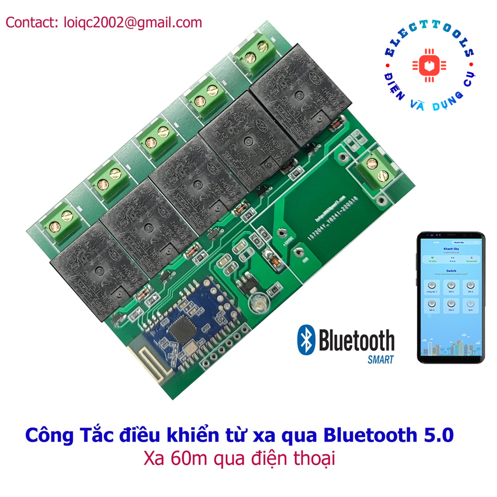 Công tắc điều khiển từ xa 5 kênh Bluetooth BLE 5.0 | Shopee Việt Nam