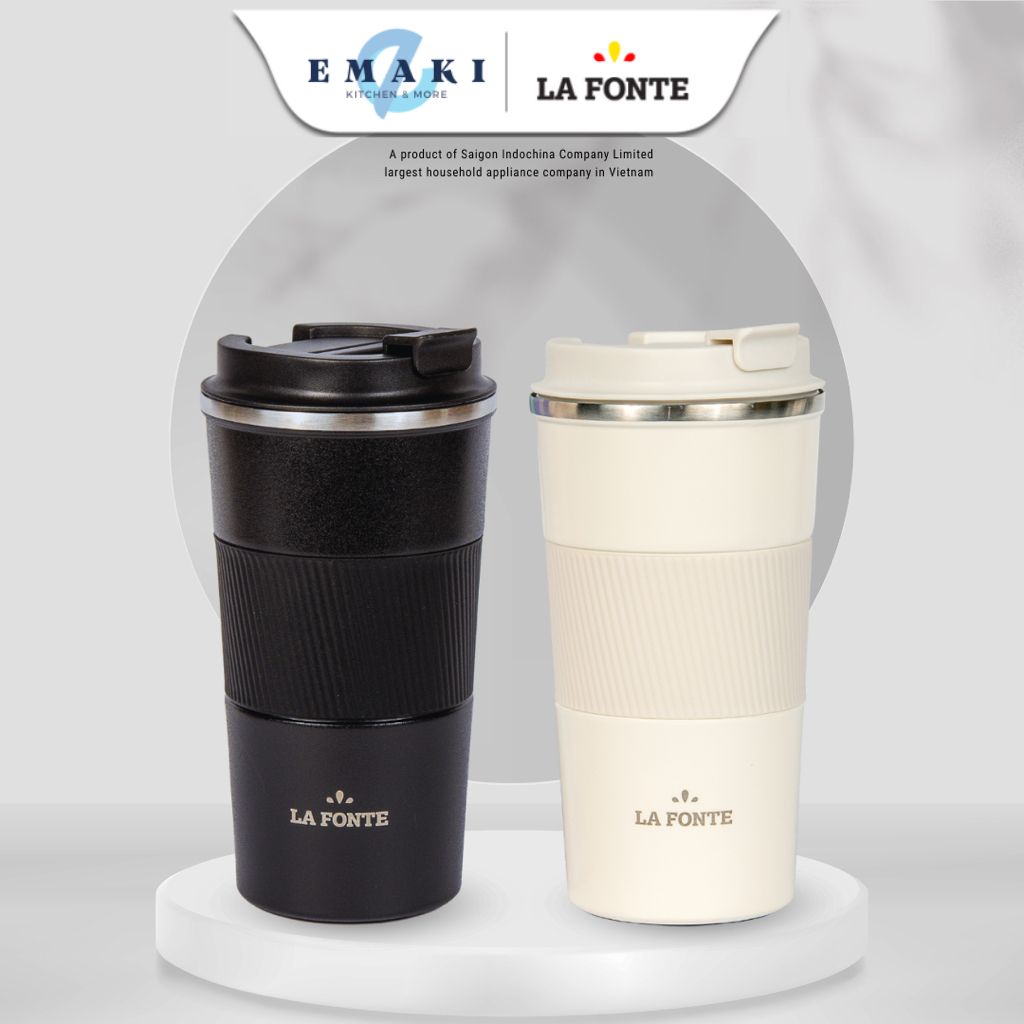 Ly giữ nhiệt LA FONTE 510ml Take Away Coffee Mugs 003537 - Inox304, cốc giữ nhiệt 6-10h, dùng ...