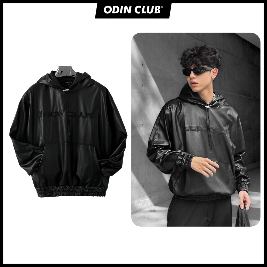 Áo Hoodie oversize Leather ODIN CLUB, Áo khoác có mũ form rộng nam nữ ...