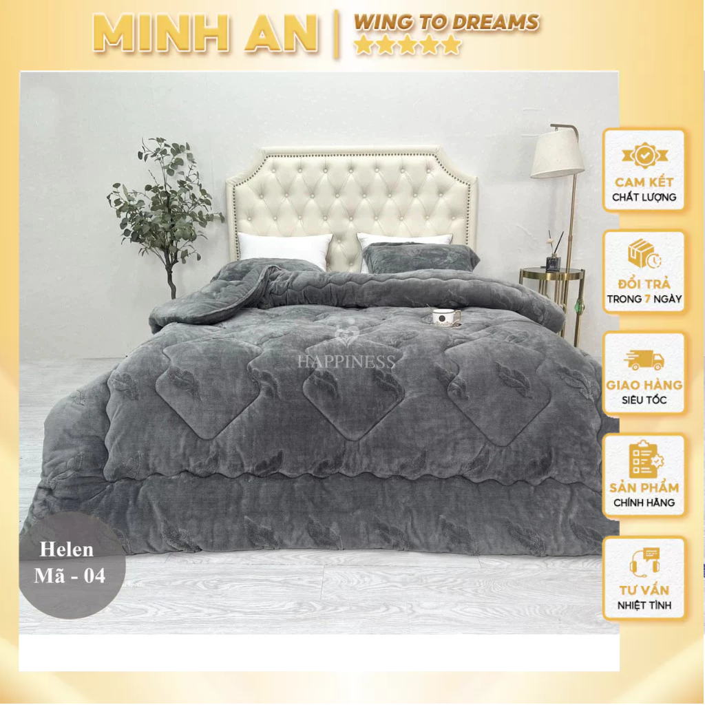 Chăn lông cừu HELEN HAPPINESS cao cấp kt lớn 2m*2m3 họa tiết mới lạ ...
