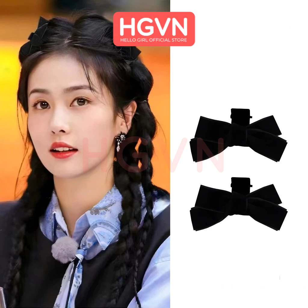 Kẹp Tóc Hàn Quốc Đen Nhung Nơ Nhỏ HGVN Phong Cách Thu Đông Công Chúa ...
