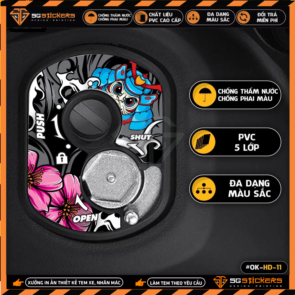 Tem Dán Ổ Khóa Cơ Honda Thiết Kế Samurai | OK-HD-11 | Decal Dán Ổ Khóa ...