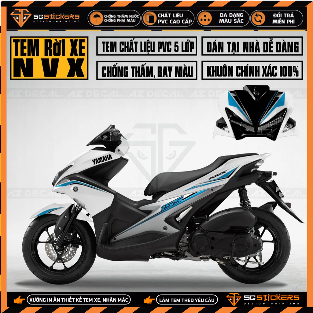 Decal Xe NVX 155 2017 - 2021 | NVX04 | Tem Rời Chống Nước, Bền Màu Cho ...