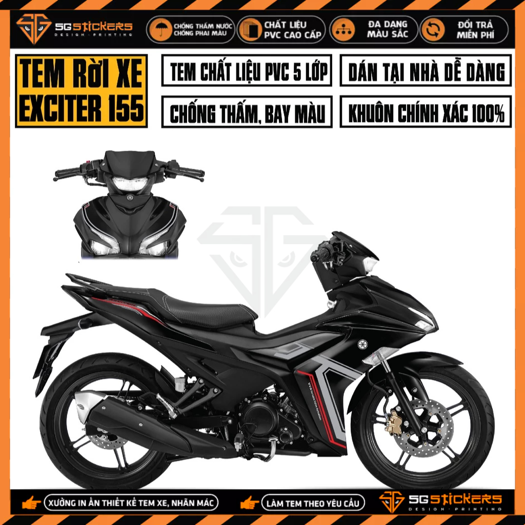 Tem Xe Exciter 155 Phong Cách Hiện Đại | EX15533 | Team Decal Hình Dán ...