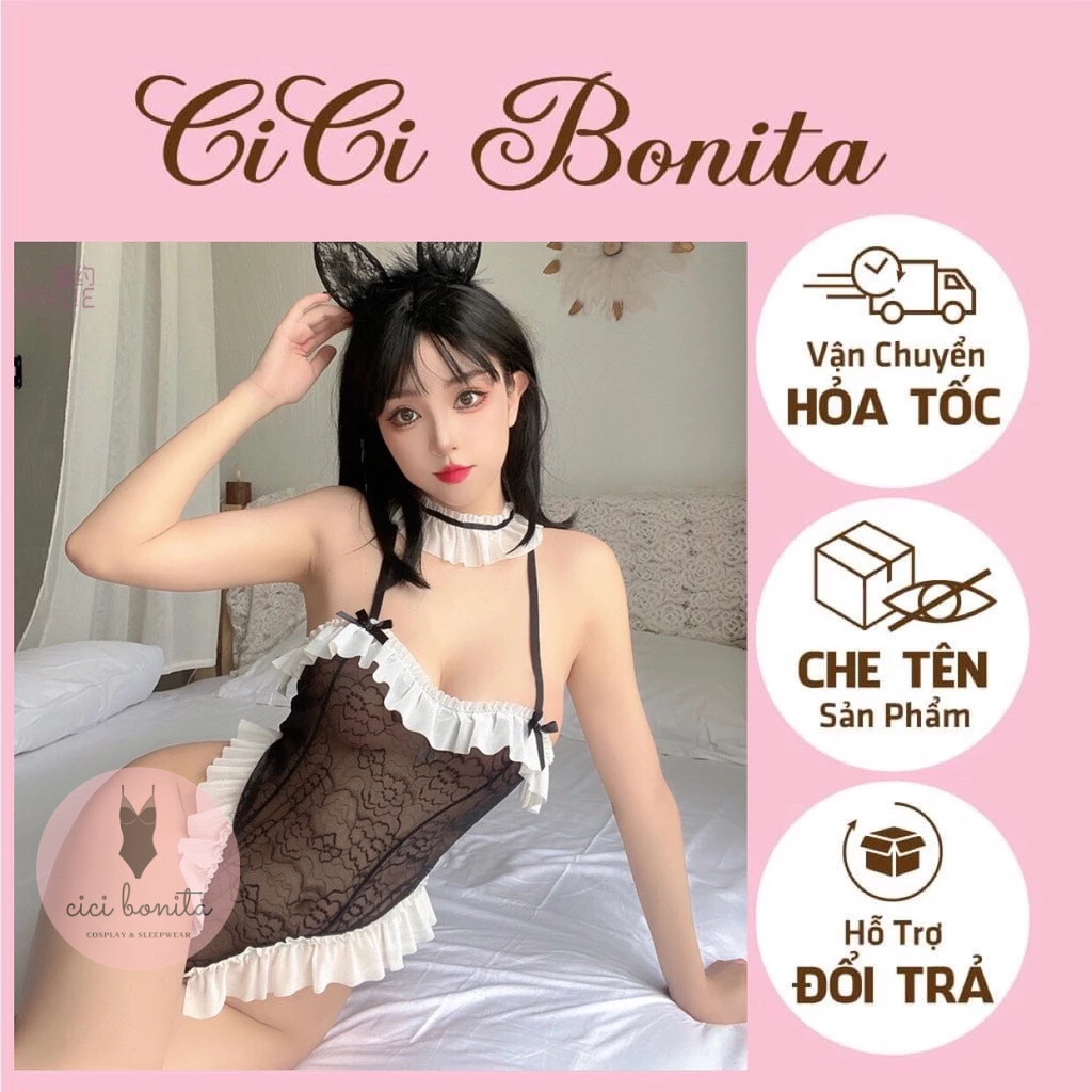 Đồ lót liền thân sexy bé thỏ ren- Bộ ngủ biki cosplay viền ren gợi cảm CP95 CICI BONITA HCM ...