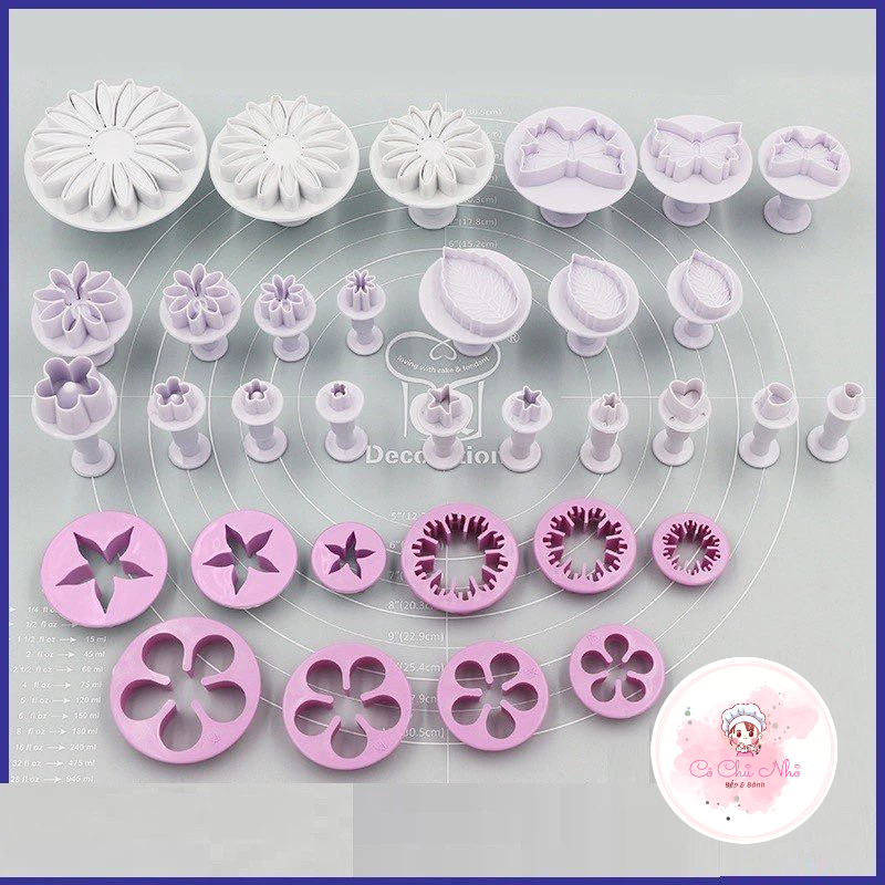 Bộ 33 khuôn cutter hoa lá tạo hình fondant cho bánh trôi, bánh trung ...