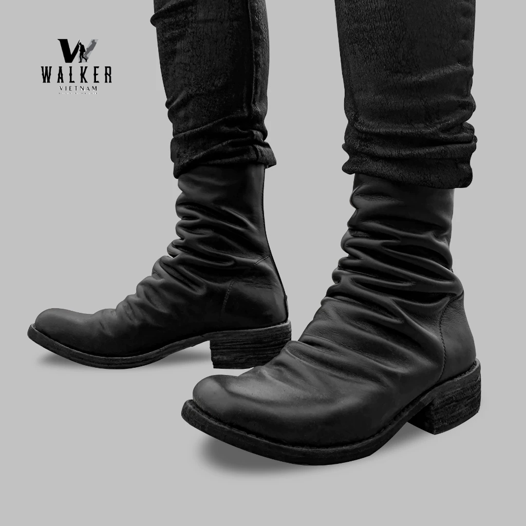 Giày Boot Walker 801B - Walker Back Zip Boots in Black | Shopee Việt Nam