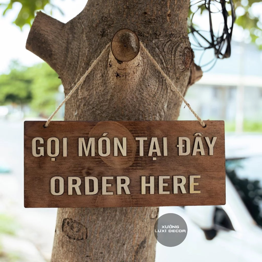 [BẢNG TREO] Bảng gỗ treo dán chữ "order here" 1 mặt - XƯỞNG LUXI DECOR ...