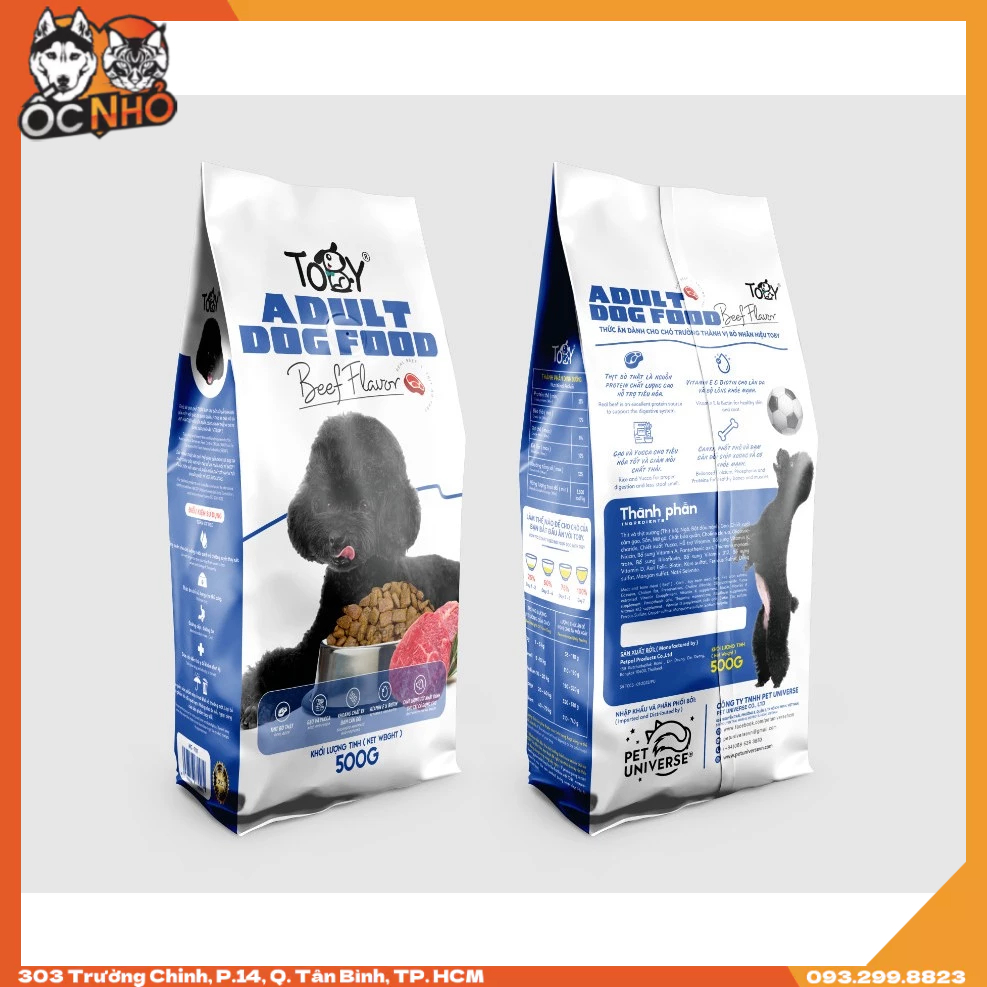 [HẠT CHÓ] Thức ăn hạt khô TOBY cho chó trưởng thành 1.5kg vị bò ...