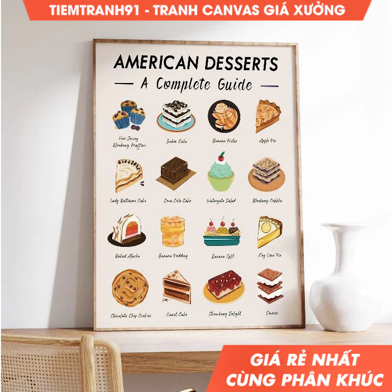 Tranh treo tường, American Desserts, Food Art, American Cuisine Wall ...