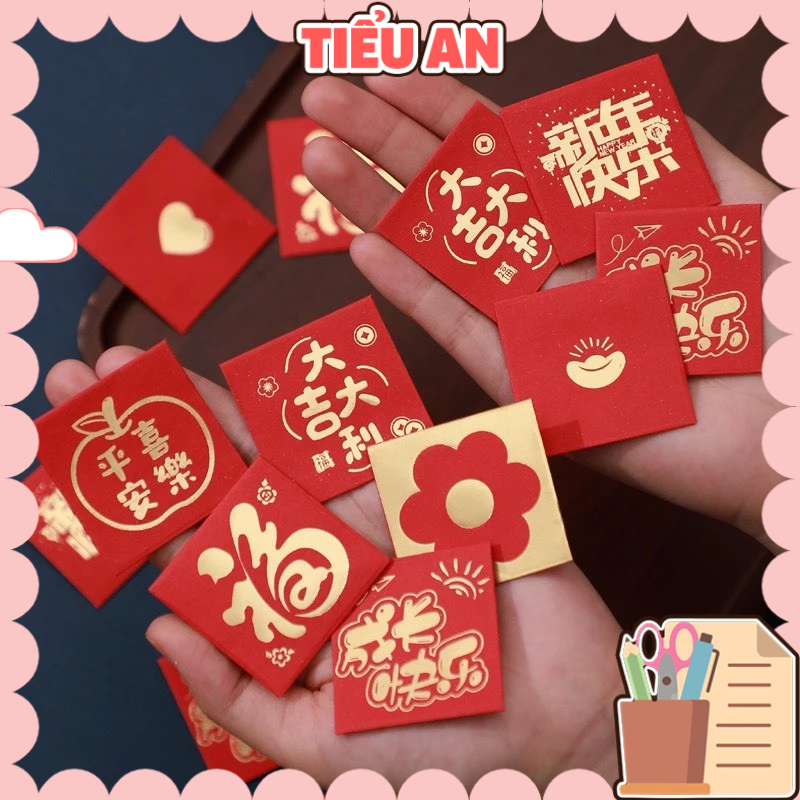 Set 6&10 Bao Lì Xì Tết Mini - Rút Thăm nhận lì xì - Siêu Cute (4.5x4.5 ...