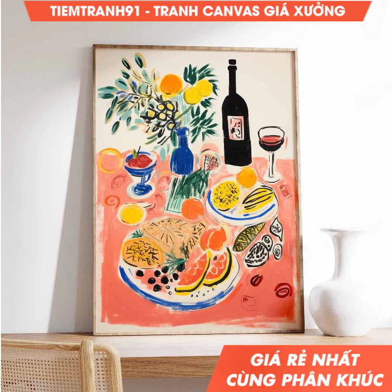 Tranh treo tường, Dinner Table, Retro Food Art, Vintage Kitchen Poster ...