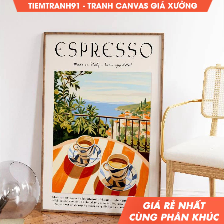 Tranh treo tường, Coffee Poster, Italian Espresso, Kitchen Decor, Retro ...