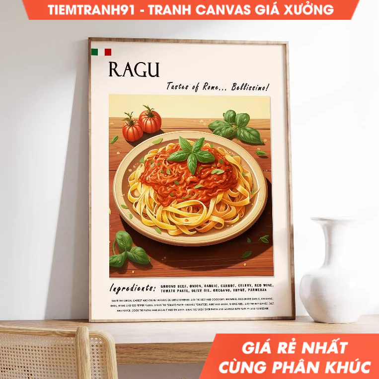 Tranh treo tường, Italian Ragu Food Poster, Pasta Food, Italian Food ...