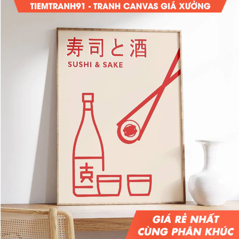 Tranh treo tường, Japanese Poster, Sushi & Sake, Japan Wall Art ...