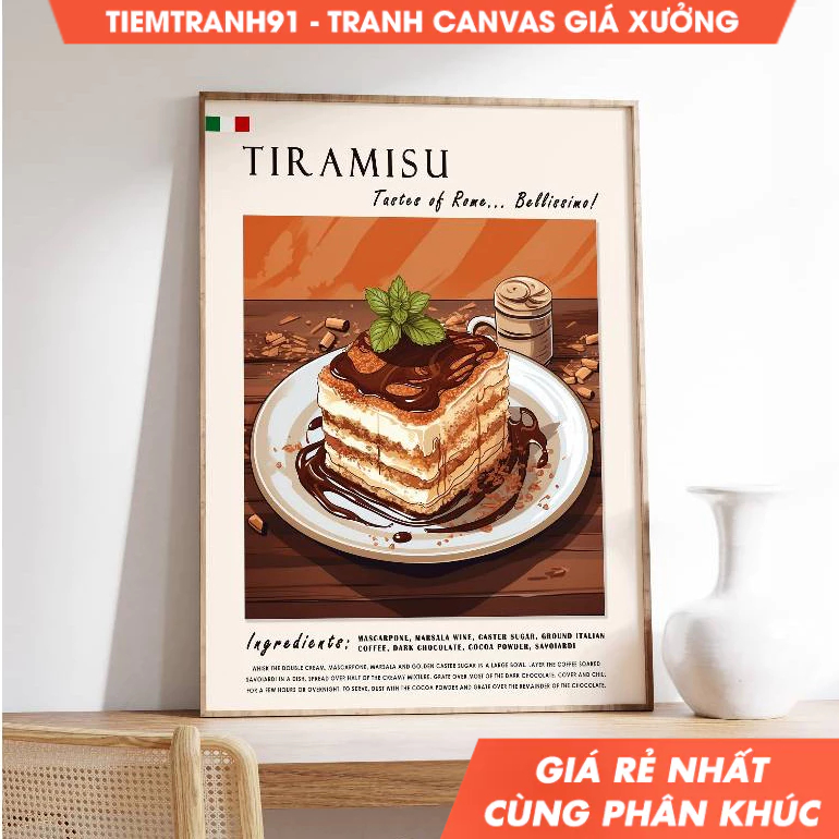 Tranh treo tường, Tiramisu Poster, Italian Food Dessert, Kitchen Decor ...