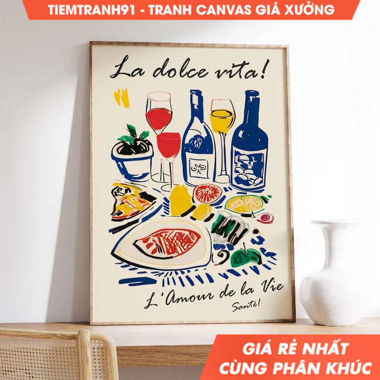 Tranh treo tường, Retro Vintage Food, Dinner Party Art, Kitchen Decor ...