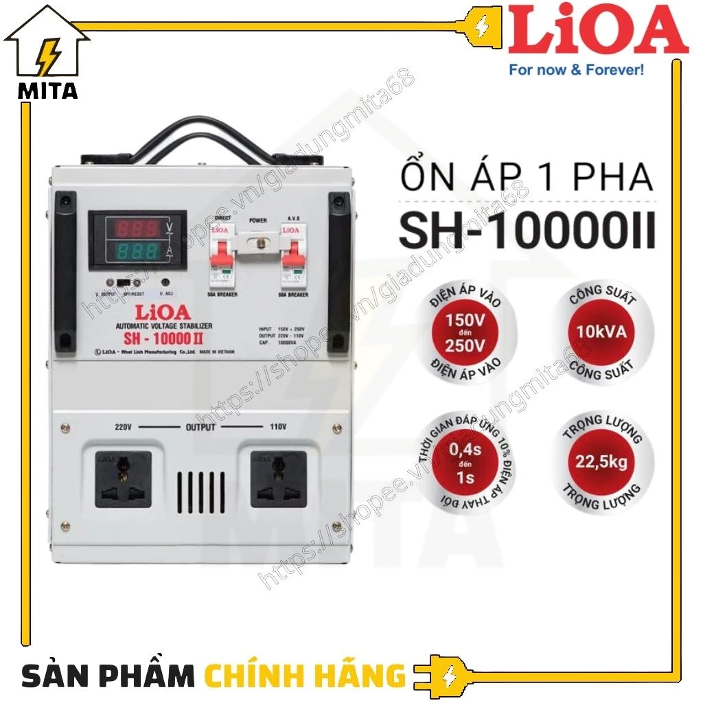 Ổn áp 1 pha LiOA 10000VA dải điện 150v-250v SH-10000II - MITA | Shopee Việt Nam