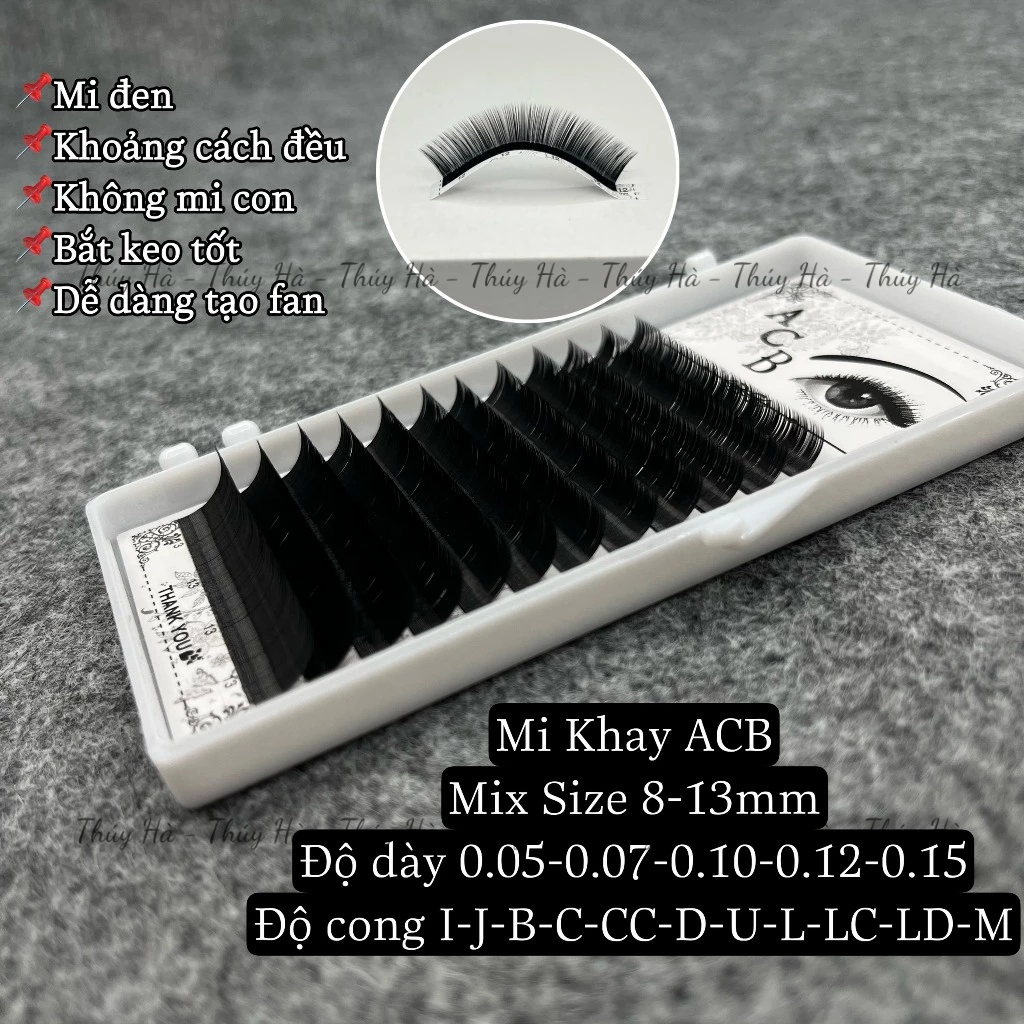 Mi khay độ cong i-J-B-C-CC-D-U-L-LI-LB-LC-LD-M (hộp mix size 8-13mm,9-14mm)- dụng cụ nối mi ...