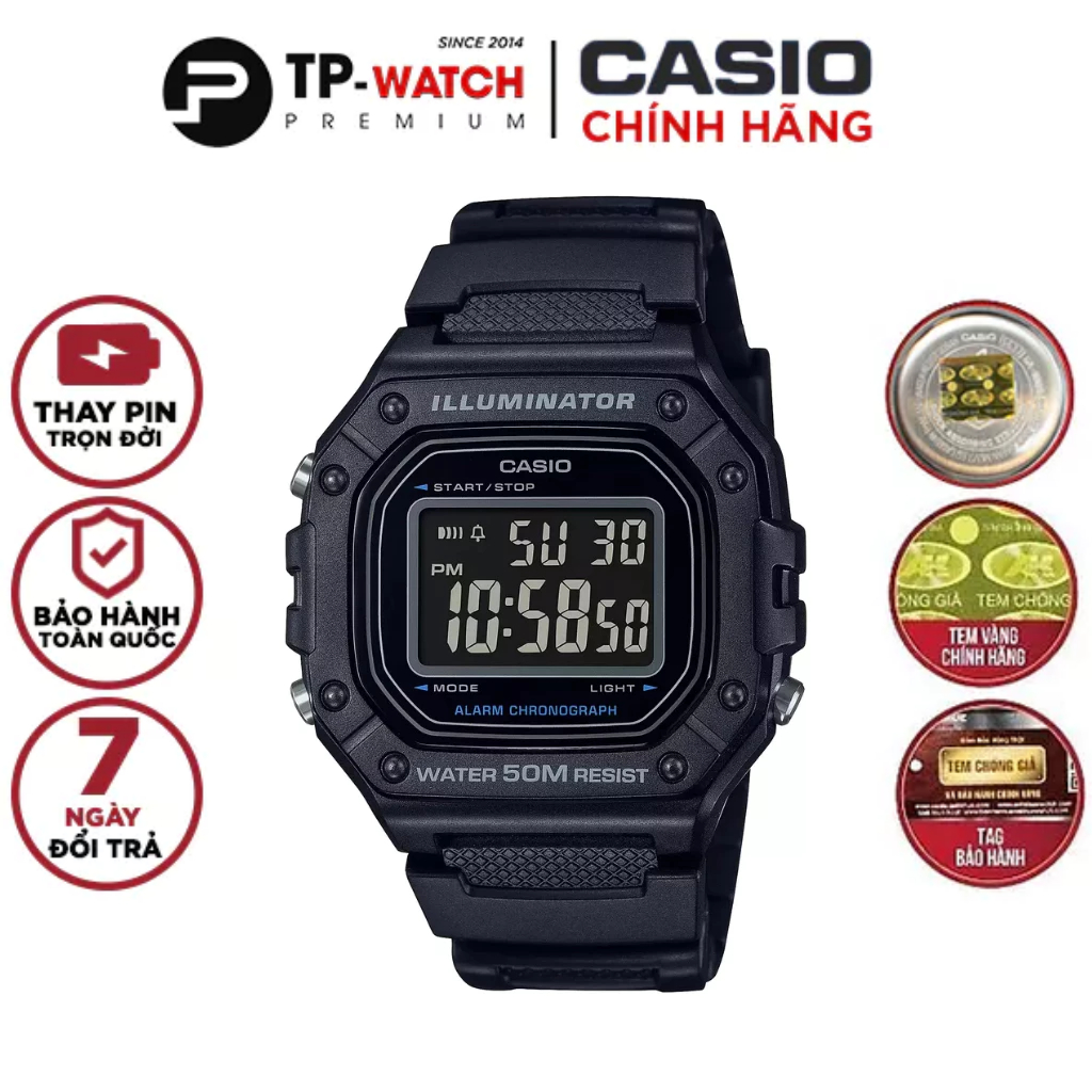 Đồng Hồ Nam Dây Nhựa Casio Standard W-218H-1B Chính Hãng | W-218H-1BVDF ...