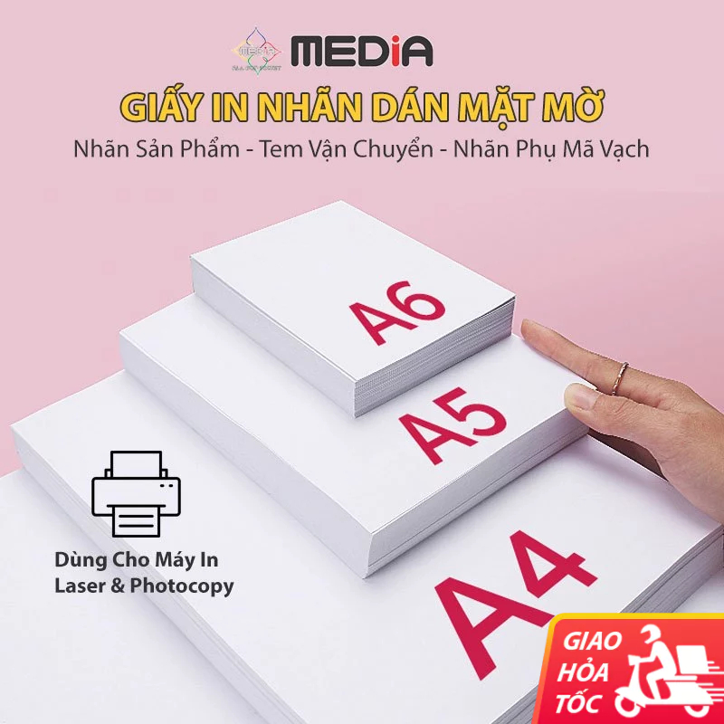 Giấy Decal A4/A5/A6/A7 Media Mặt Mờ 80gsm, Giấy In Tem Vận Chuyển, Mã ...